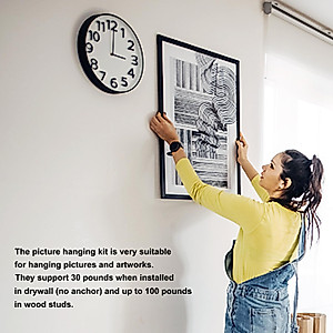 Picture Hangers, 4-in-1 Double Headed Picture Hooks, Picture Hanging Nails for D-Rings, Sawtooth, Wire and Keyholes - Mounts in Drywall and Wood Studs.(30lbs-30 Pack)