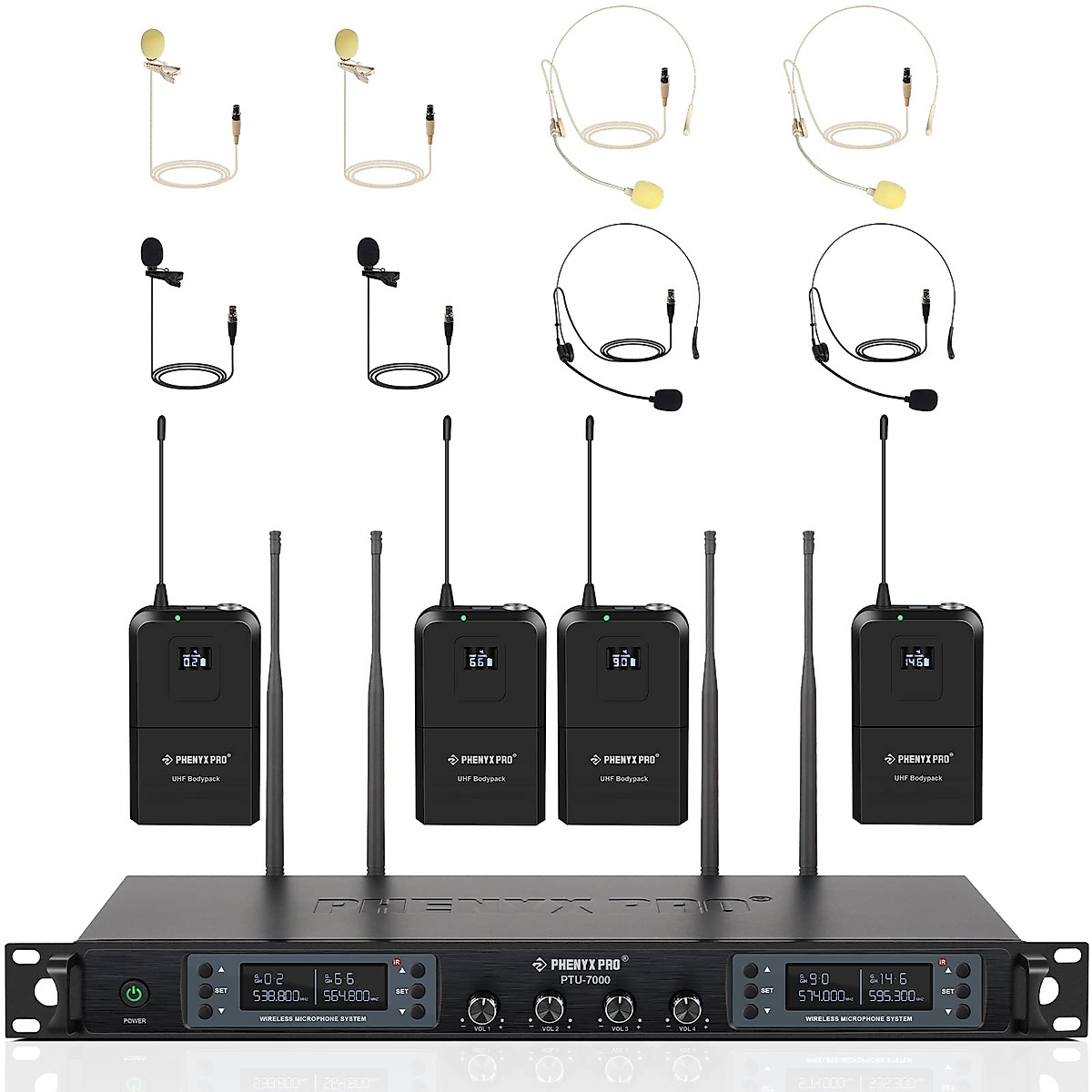 Phenyx Pro 4 Channel Wireless Microphone System PTU-7000B with Handheld Microphone PWH-7