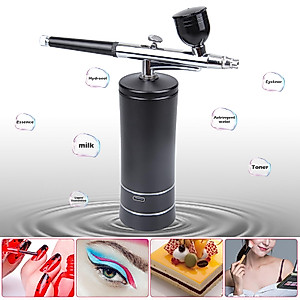 Airbrush-Kit Rechargeable Cordless Airbrush Compressor - Auto Handheld Airbrush Gun, Airbrush Set Portable Wireless Air Brush for Nail Art, Barber, Cake Decor, Makeup, Model Painting (Dark Night)