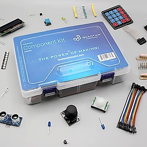 Quantum Hardware Component Electronic Starter Kit with Solderless Breadboard, Jumper Wires Kit, LEDs & Resisitor Kit, Various Sensors for Arduino/for Raspberry pi/ESP32/ESP8266