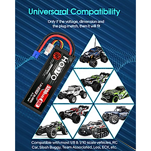 HOOVO 7.4V 5200mAh 80C 2S Lipo Battery Hard Case with EC3 Plug for Popular RC Car RC Helicopter Quadcopter UAV Drone FPV Tracxas Slash Buggy Team Associated(2 Packs)