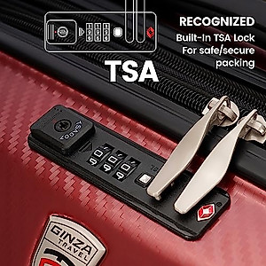 GinzaTravel Luggage Expandable 3 Piece Sets Rare Color PC+ABS Suitcase Set with Smooth wheels and TSA lock