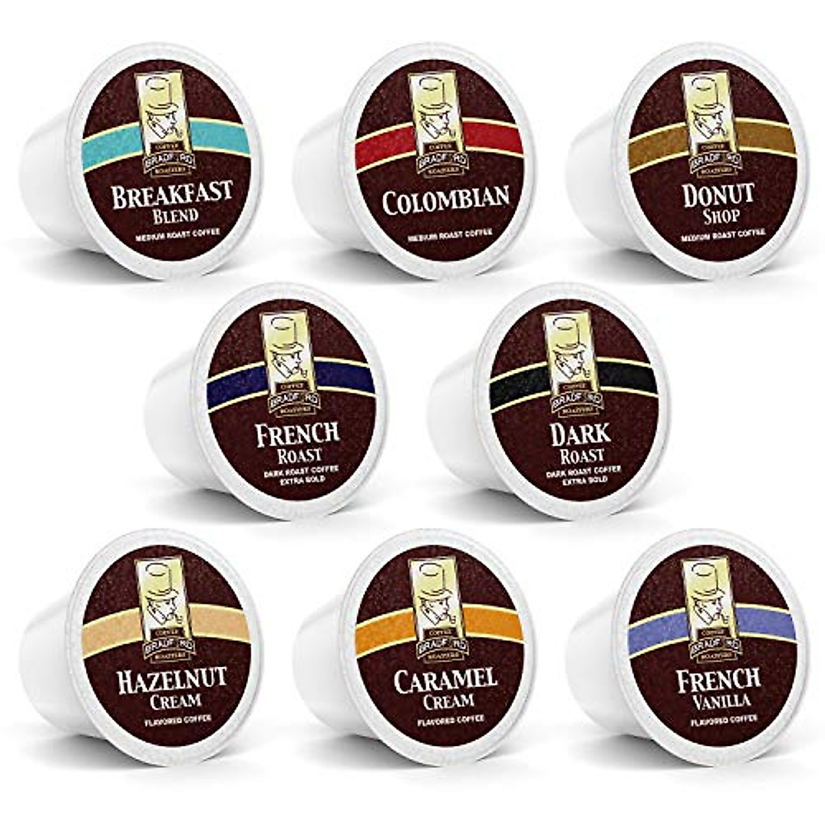 100ct Variety Pack for Keurig K-cups®, 8 Assorted Single Cup Sampler 20% more coffee per cup by Bradford Coffee