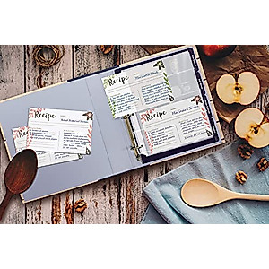 Better Kitchen Products Recipe Card Page Protectors, 100 Count, 4 x 6 inch Pockets, 2 Pockets Per Page, Recipe Book Pocket Page Refill Sheets, 8.5 x 6.9 Inches, 3-Hole Punched-100 Pack