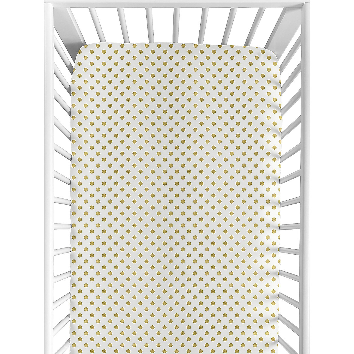 Sweet Jojo Designs Fitted Crib Sheet for Amelia Baby/Toddler Bedding - Gold and White Polka Dot