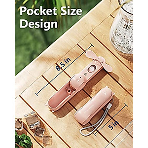 SWEETFULL Misting Fan Portable, Handheld Personal Mister Fan, Small Fan Rechargeable, Mini Spray Water Mist Fan, Kids Women Portable Fan For Travel, Outdoors, Hiking, Camping Home Office (Pink)