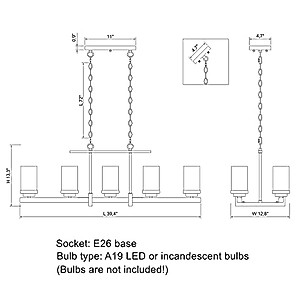 ALICE HOUSE 39.5" Dining Room Chandeliers with Marble Shade, Brown Finish,10 Light Farmhouse Kitchen Island Lights AL9051-P10