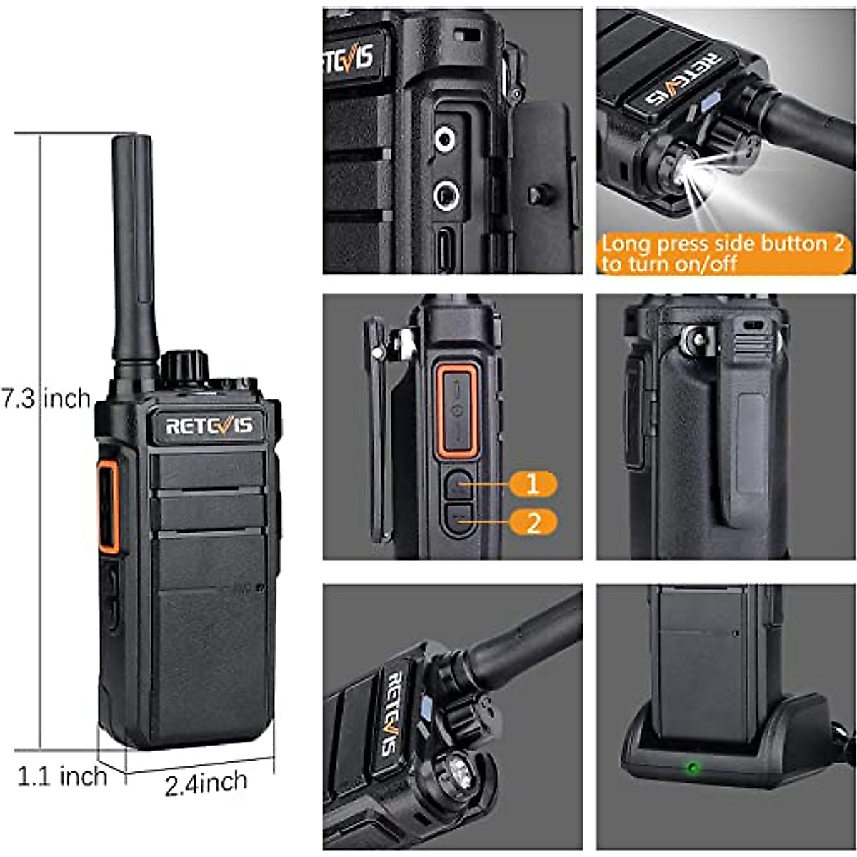 Retevis RB26 3 Watt 2 Way Radios Walkie Talkies Long Range, Radios Walkie Talkies with Earpiece and Mic Set, 2000mAh Battery, Shock Resistant, for School Industrial Government(10 Pack)