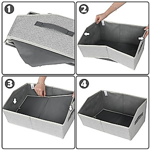 [ 6 Pack ] Fabric Trapezoid Storage Bins, Large Foldable Fabric Storage Baskets with PP Support Board（Non-cardboard), Washable Closet Organizers and Storage Bins for Clothes, DVD, Books, Toys