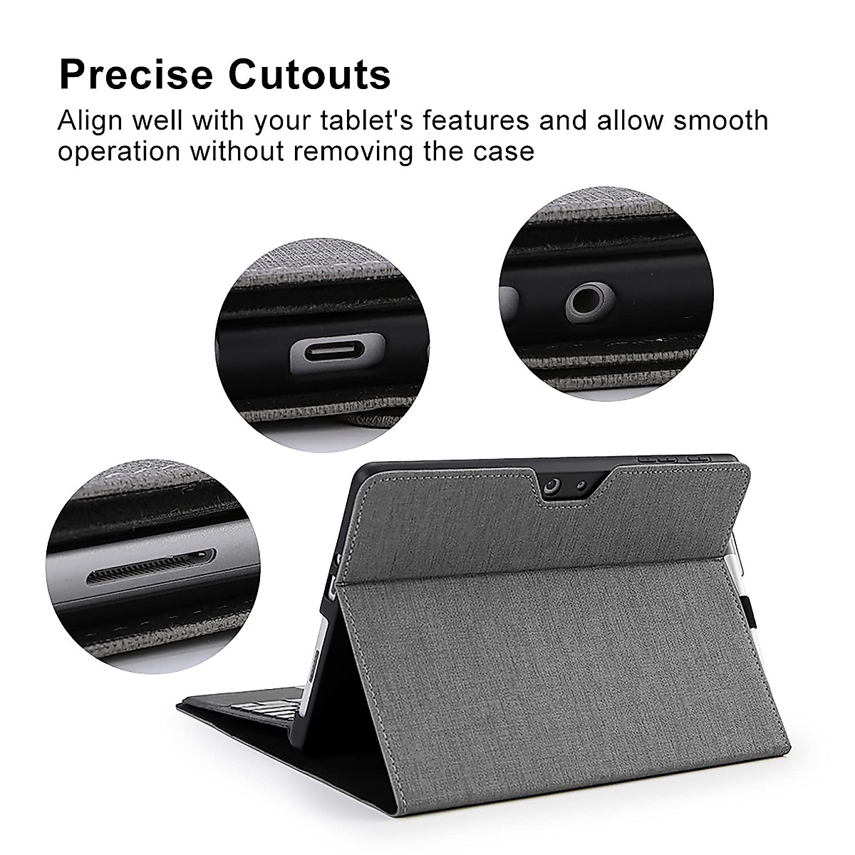 Omnpak Protective Case for Surface Go 4 2023/Go 3 2021/Go 2 2020/Go 2018 with Stylus Holder, Multiple Angle Slim Lightweight Cover, Compatible with Type Cover Keyboard（Keyboard Not Included）