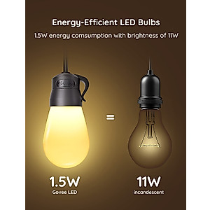 Govee Outdoor String Lights, 48ft Smart Outdoor String Lights with 15 Dimmable Warm White LED Bulbs, IP65 Waterproof Shatterproof Patio Lights for Dating, Party, Wedding, 70lm per Bulb