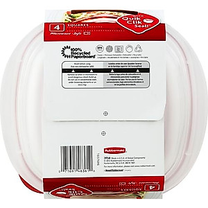 Rubbermaid TakeAlongs 2.9-Cup Square Food Storage Containers, 4-Pack, Chili Red