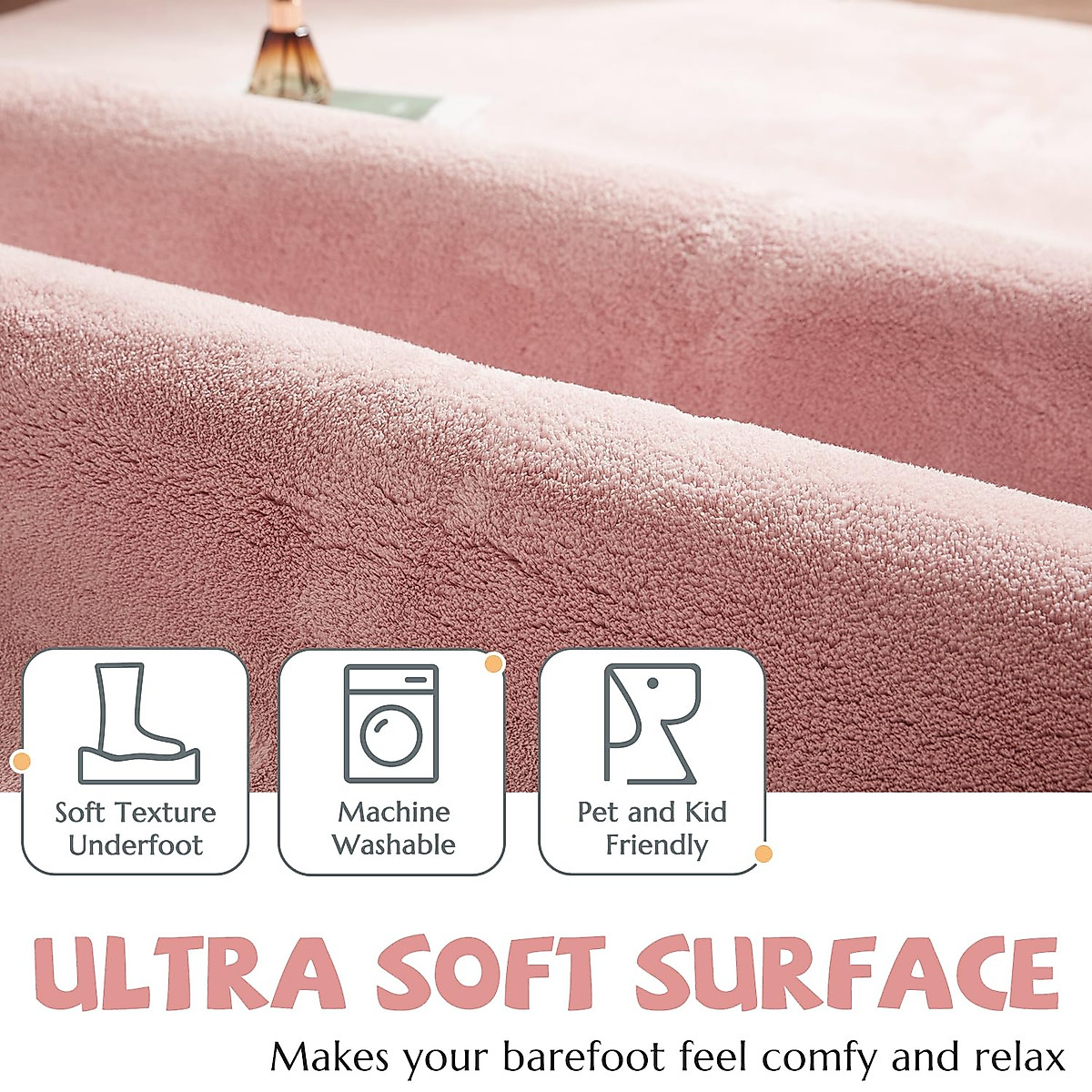 jinchan Solid Plush Runner Rug 2x5 Performance Shaggy Rug Washable Rug Hallway Rug Soft Rug Modern Faux Faux Wool Rug Cozy Non Slip Carpet for Bedroom Laundry Room Living Room Kids Nursery Pink