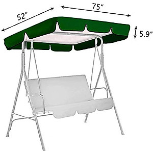 TINVHY Swing Canopy Cover, Outdoor Patio Swing Canopy Blocking Sunshade, Porch Top Cover for Patio Yard Seat Furniture Three-Seater Outdoor Garden Swing Cover Canopy