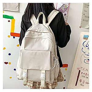 DINGZZ Solid Color Women Backpack Retro Fashion Waterproof Nylon for Teenagers Travel Backpacks (Color : E, Size : 30 * 13 * 43CM)