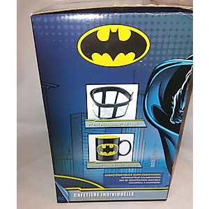 DC Batman 1-Cup Coffee Maker with Mug by Warner Bros - Single Serve Drip Coffee Machine - Features Removable Filter Basket & Drip Tray - Includes Batman Mug - 12 Oz Mug