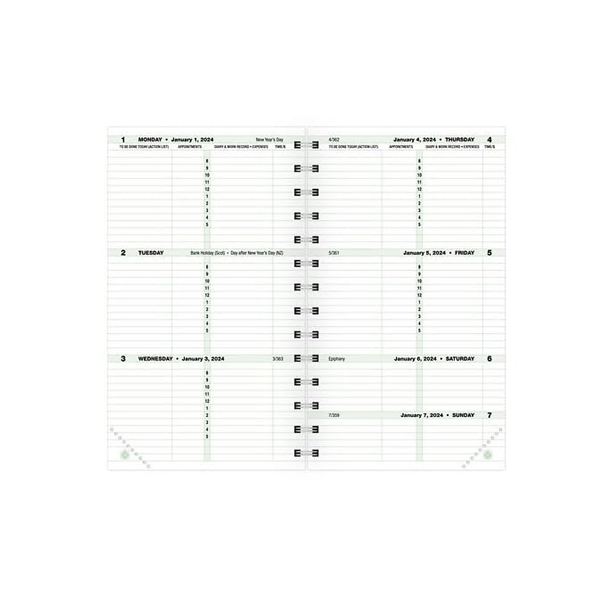 Day-Timer 2024 Two Page Per Week Planner Refill, Wirebound, Compact Size, 3" x 5"