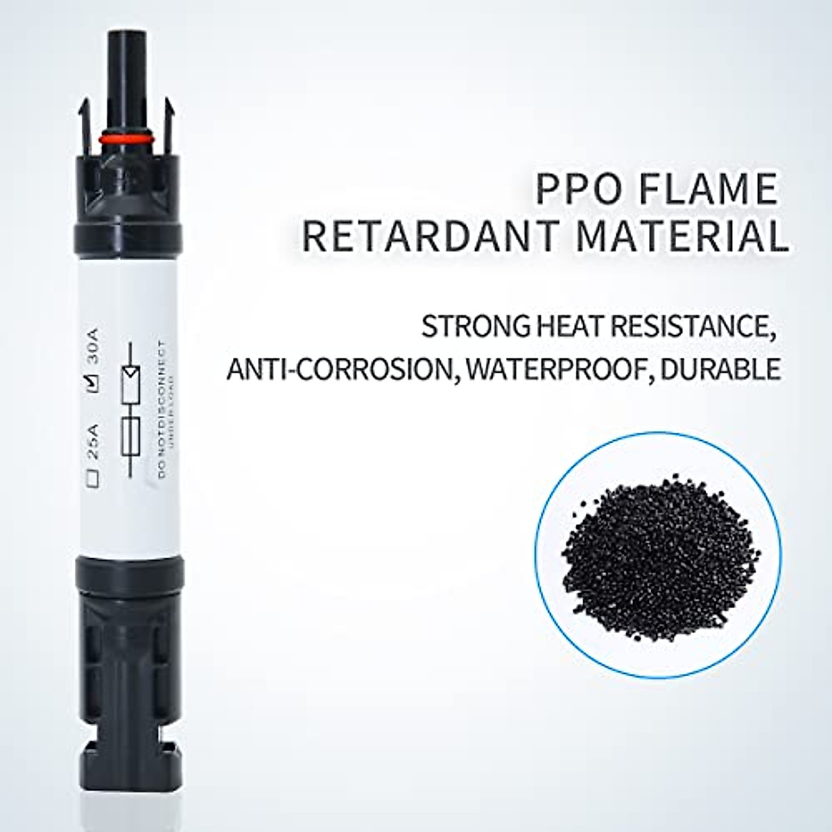 ELFCULB 30A Solar Fuse Connector 1000V IP68 Waterproof, for Solar System and Inverter in Photovoltaic System, Contains 4 fuses + 2 Solar Fuse Holders
