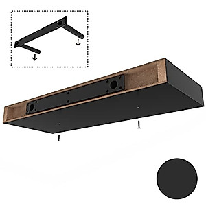 Ballucci Floating Book Shelves, 2-Pack 24" Wood Wall Mount Ledges with Invisible Brackets for Living Room, Bedroom, Bathroom, Kitchen, Nursery, 6" Deep - Black