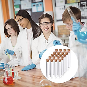 20pcs Clear Plastic Test Tubes With Cork Stoppers, Plastic Test Tubes With Lids Clear, 12 * 75mm Test Tubes With Lids Plastic, For Diy Craft, Candy Spice Seed Liquid Storage, Laboratory Use Decoration
