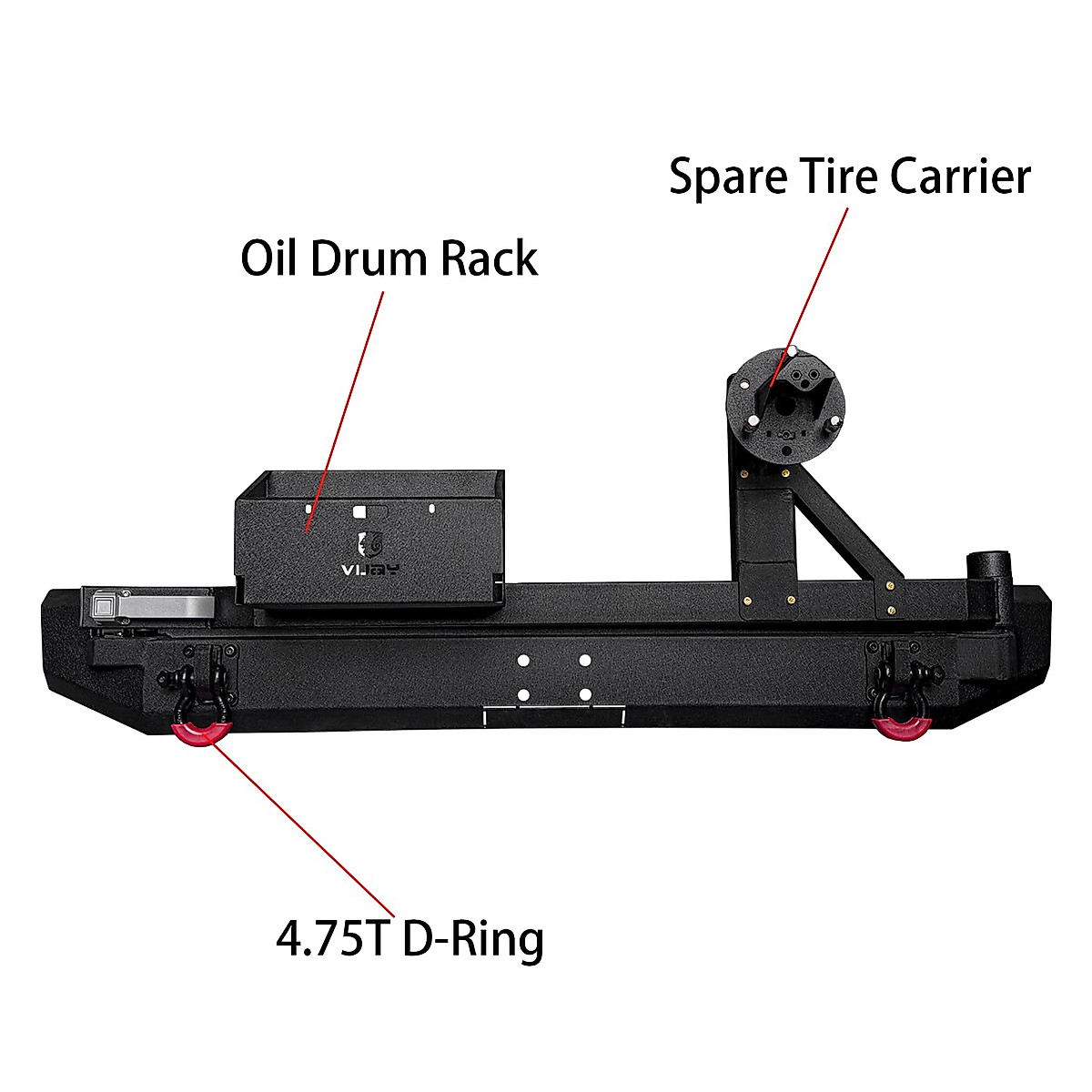 LUYWTE For 2015-2020 Toyota 4Runner Steel Rear Bumper W/Tire Carrier&Oil Drum Holder（Black Texture）