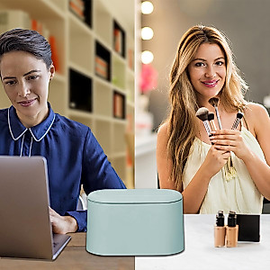 AYADA Mini Trash Can with Lid, Press-Type with Removable Inner Plastic Small Garbage Can Little Tiny Waste Basket Compact Covered Closable Trash Bin, Desk Countertop Office Kids Oval Rectangle (White)