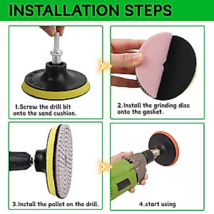 Marble Polishing Kit, 4-inch Diamond Polishing Pads, 12 Pieces Wet/Dry Granite Stone 50-6000 Grit Polishing Pads, Suitable for Polishing Granite and Marble Countertops (12 Pcs Diamond Polishing Pads)