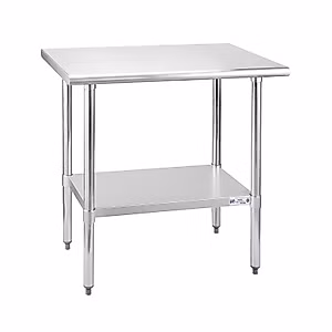 HALLY Stainless Steel Table for Prep & Work 24 x 36 Inches, NSF Commercial Heavy Duty Table with Undershelf and Galvanized Legs for Restaurant, Home and Hotel