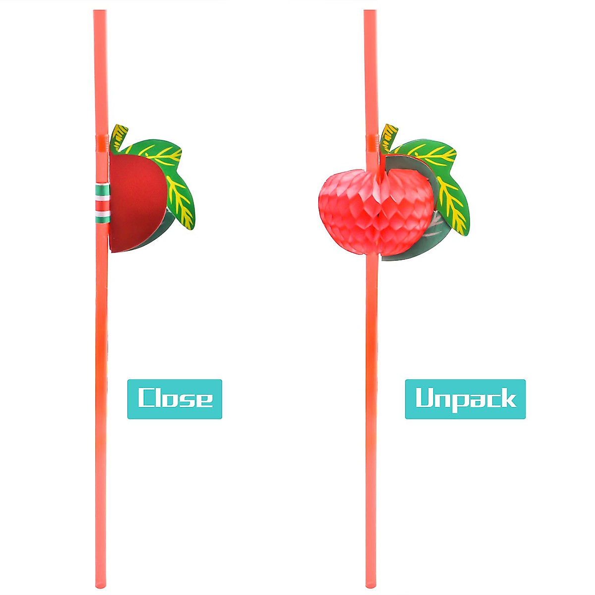 BronaGrand Fruit Straws,50pcs Multicolors Plastic Honeycomb Straws Disposable Luau Party Straws for Drinks Margaritas Cocktails