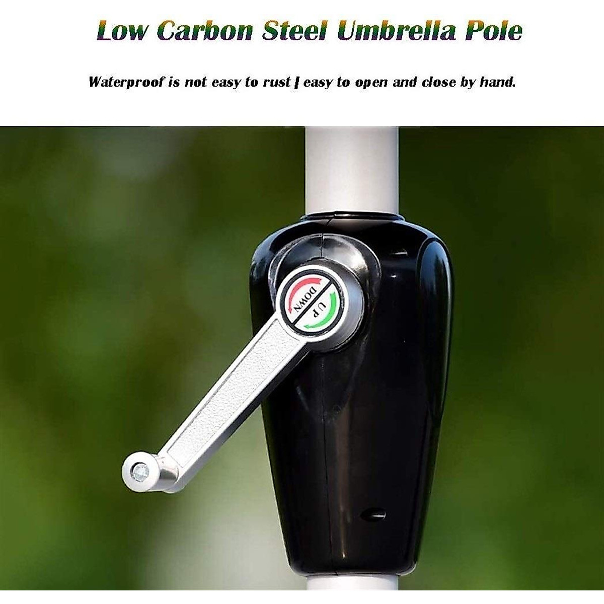 ROLTIN Outdoor Garden Parasols 10ft Outdoor Patio Umbrella with Solar LED Lights and Tilt, Garden Parasols for Pool/Lawn/Beach, Without Base