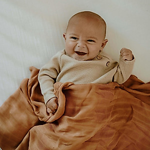 Little Unicorn – Caramel Deluxe Swaddle Set | Set of 2 | 100% Rayon Muslin from Bamboo | Super Soft | Newborns and Infants | Large 47” x 47” | Machine Washable