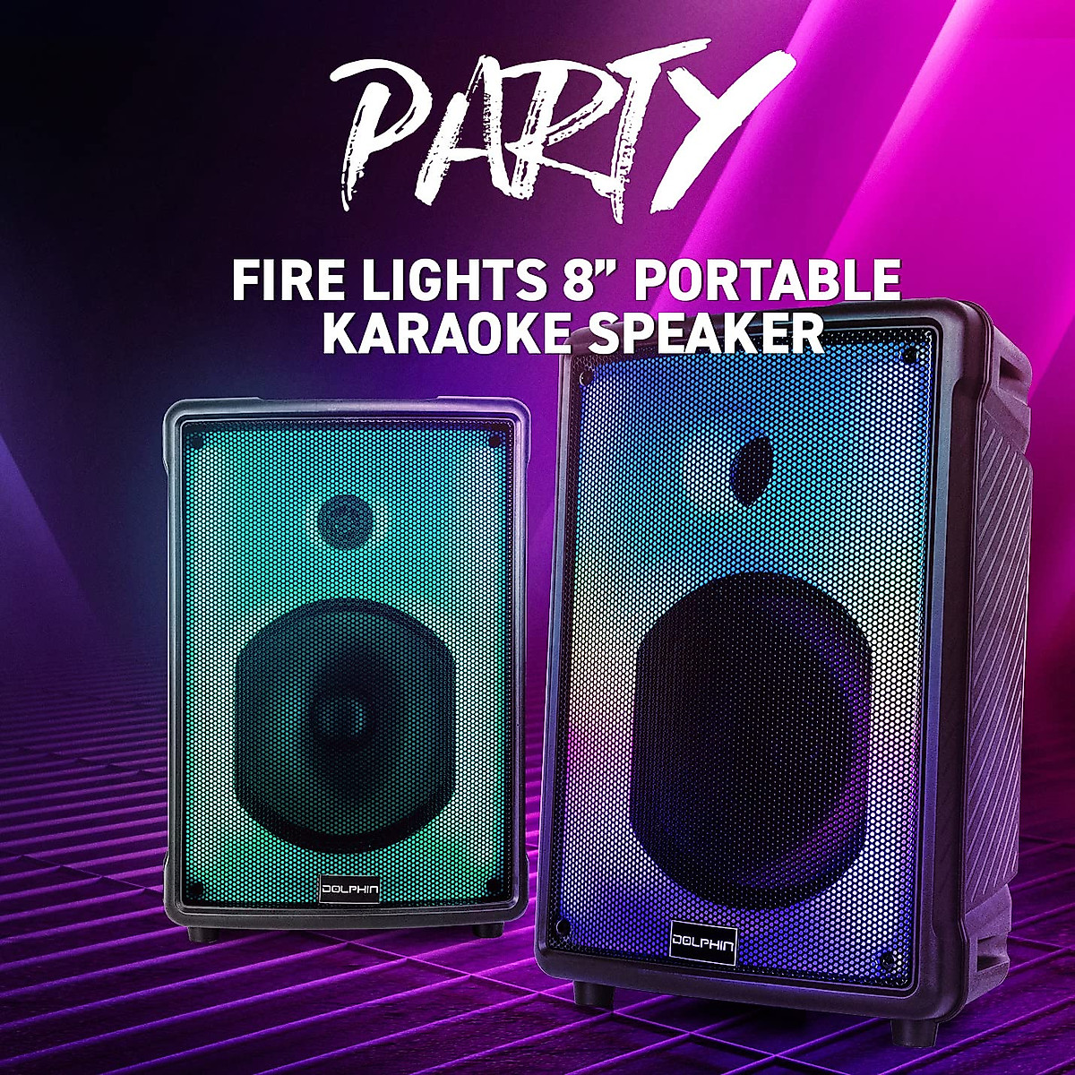Dolphin KP-80 Loud Small Portable Bluetooth Speaker | Great for Kids & Adults, Karaokes, Parties, Outdoor/Indoor with Full Fire LED Light Show