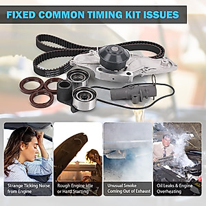 Timing Belt Kit with Water Pump for 3.0L 3.5L 3.7L 2003-2017 Honda Accord, Pilot, Odyssey, Ridgeline, Acura MDX, RDX, RL TL, TSX, ZDX - Replace # TCKWP329 TKH-002 - Timing Belt Water Pump Kit