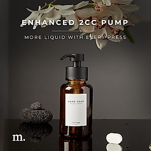 MaisoNovo Glass Foaming Soap Dispenser | Amber Glass Black Pumps x 2