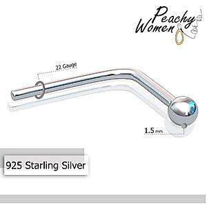 Very Tiny Nose Stud Ball 1mm - 925 Sterling Silver Micro Nose Stud Small Ball - Dainty Nose Stud Piercing L Shape