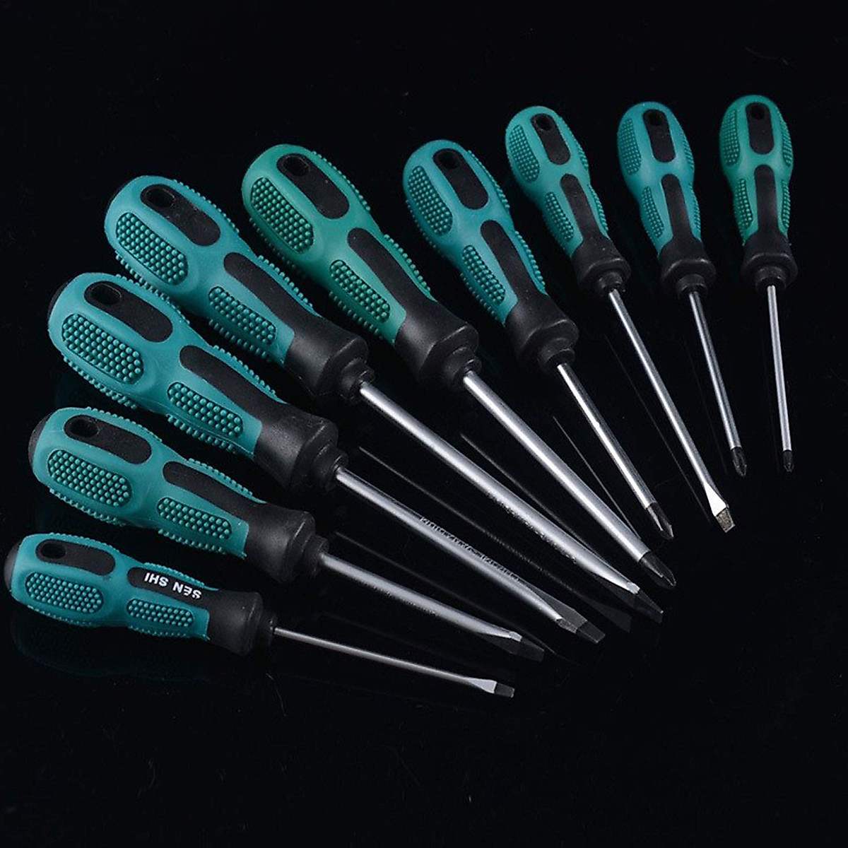 ZRSJ Screwdriver Set, 9pcs Phillips Slotted Screwdriver Set Magnetic Head Repair Tool Kit Manual Repair Tool (Size : Nine-Piece Set)