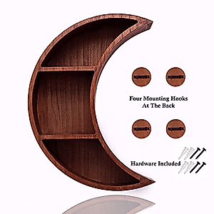 MagicMir Crescent Moon Shelf and (Greeting Card) Floating Shelves Crystals Rustic Perfect for Home Decor Living Room Bedroom Bathroom Kitchen, Sturdy and Reversible, Wall Mounted Nursery, Unique Gift