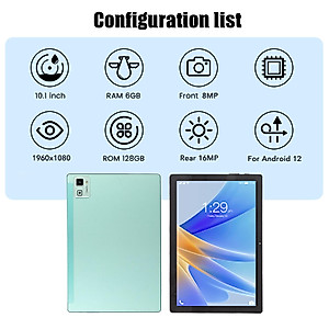 DAUERHAFT Tablet PC, Night Reading Mode 8MP Front 16MP Rear Dual Speakers HD Tablet 100-240V 6GB 128GB for Travel (US Plug)