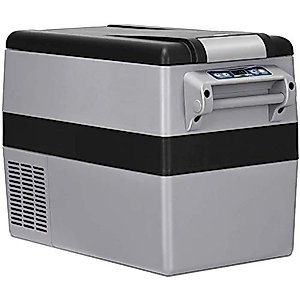 COSTWAY Car Refrigerator, 44-Quart Electric 12V/24V Car Cooler with 3 Levels, LCD Display, Shockproof Design, Travel RV Fridge for Camping, Truck Party
