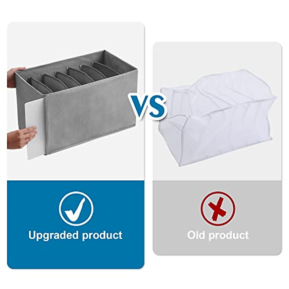 Coorganisers 2 PCS Sweater Wardrobe Clothes Organizer,Washable Clothes Organizer for Folded Clothes with PP Board Handle,7 Grids Closet Organizers and Storage Box for Jeans,Pants,Sweater,Jacket,Shirt