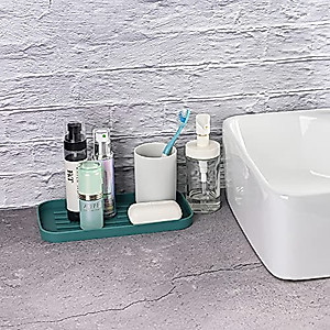 Silicone Kitchen Sink Organizer, Sponges Holder, Soap Rack 9.96 x 5.24 Inches, Silicone Tray for Sponge, Dispenser, Scrubber and Other Kitchen and Bathroom Accessories Color Teal Pack 2