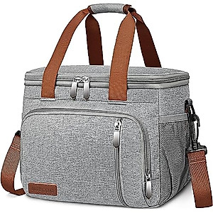MIYCOO Insulated Lunch Bag for Women Men Reusable Lunch Box for Office Work - Leakproof Soft Adults Lunch Cooler Bag with Adjustable Shoulder Belt Grey