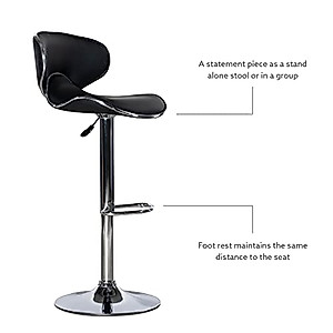Powell Furniture Powell PU, Chrome/Black Barstool