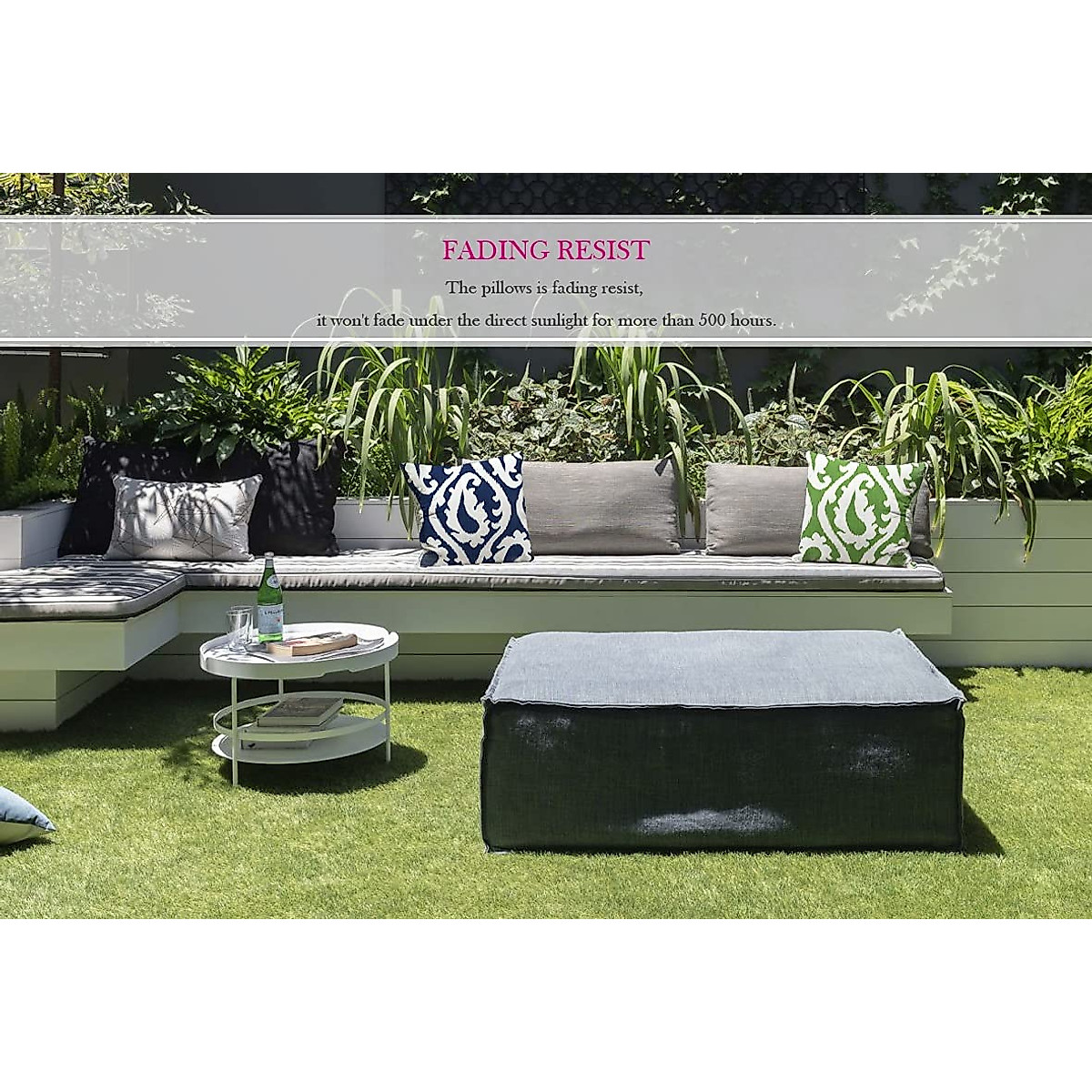 FBTS Prime Pack of 2 Outdoor Waterproof Decorative Throw Pillows with Inserts for Patio Furniture, 18x18 Inch Square Fade Resistant Patio Garden Cushions for Couch Bed Sofa, Paisley Navy