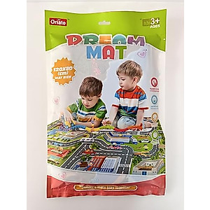 Oriate Kids Toy Dream Mat Monster Truck Activity Playmat, Multi Color Parent-Child Interaction Game Rug, Ideal Children's Educational Floor Mats for Monster Cars Construction Truck Toys 552-M