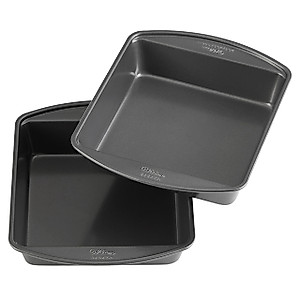 Wilton Perfect Results Premium Non-Stick 8-Inch Square Cake Pans, Set of 2, Steel Bakeware Set & Perfect Results Premium Non-Stick Bakeware Muffin Pan & Cupcake Pan, 12-Cup, Steel