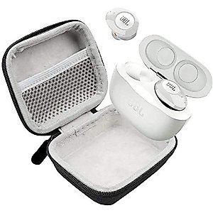 JBL Tune 120 Wireless Earbud Headphones with JBL Charging Case and Hardshell Case Bundle (White, Tune 120)