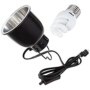 OIIBO 5.0 UVB Reptile Light, Mini UVB 5W Light Bulb with 4 Inch Deep Dome Reptile Light Fixture for Turtle Red Legs Tropical Animals in Small Terrariums
