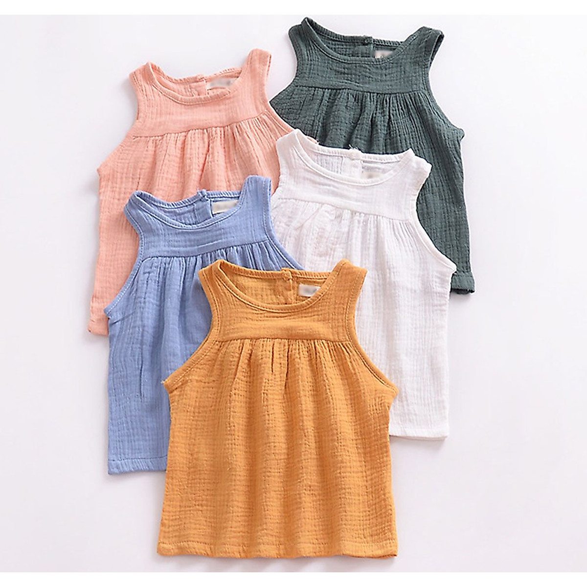 LOOLY Baby Outfits Unisex Girls Boys Cotton Linen Blend Tank Tops and Bloomers 80,Green