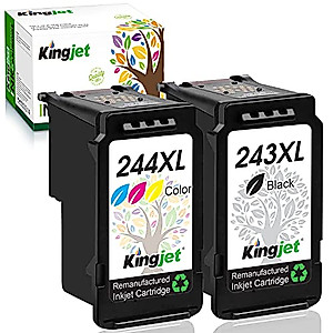 Kingjet Remanufctured Replacement for Canon PG-243 CL-244 PG-245XL CL-246XL for Canon MG2522 Ink Cartridges for Pixma MX492 TS3122 MG2922 MG2520 MG2920